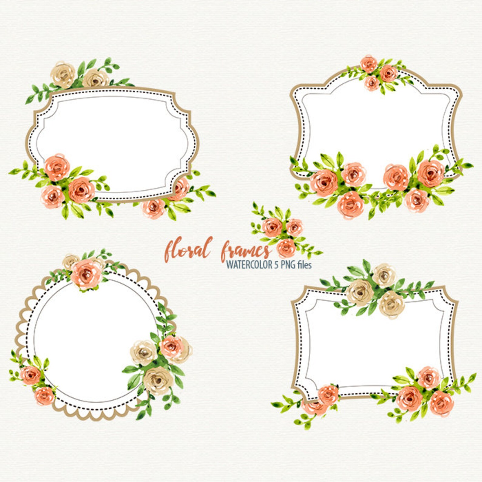 Wedding Clipart Floral Frame Clip Art Watercolor Floral Wreath - Etsy