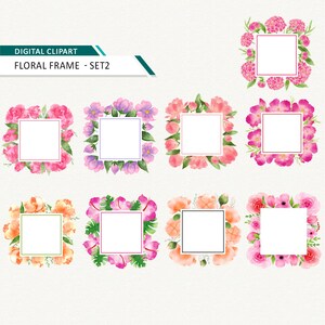 Floral Frames Clipart Flowers Border Watercolor Flowers Bridal Shower ...