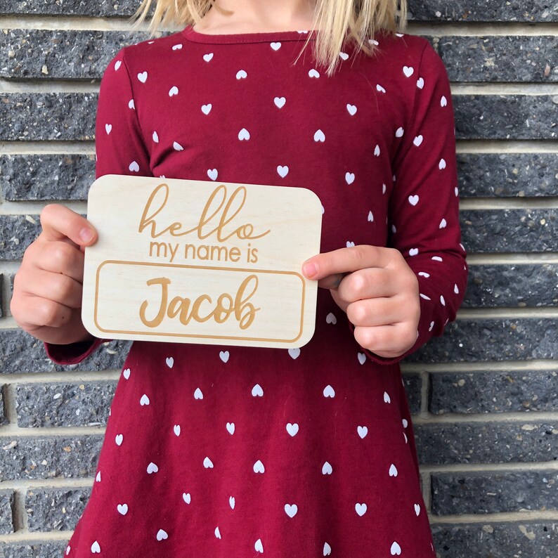 Hello My Name Is Name Tag Newborn Name Baby Name Sign Name | Etsy