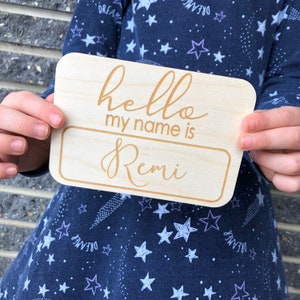 Hello My Name Is, Name Tag, Newborn Name, Baby Name Sign, Name Plaque ...