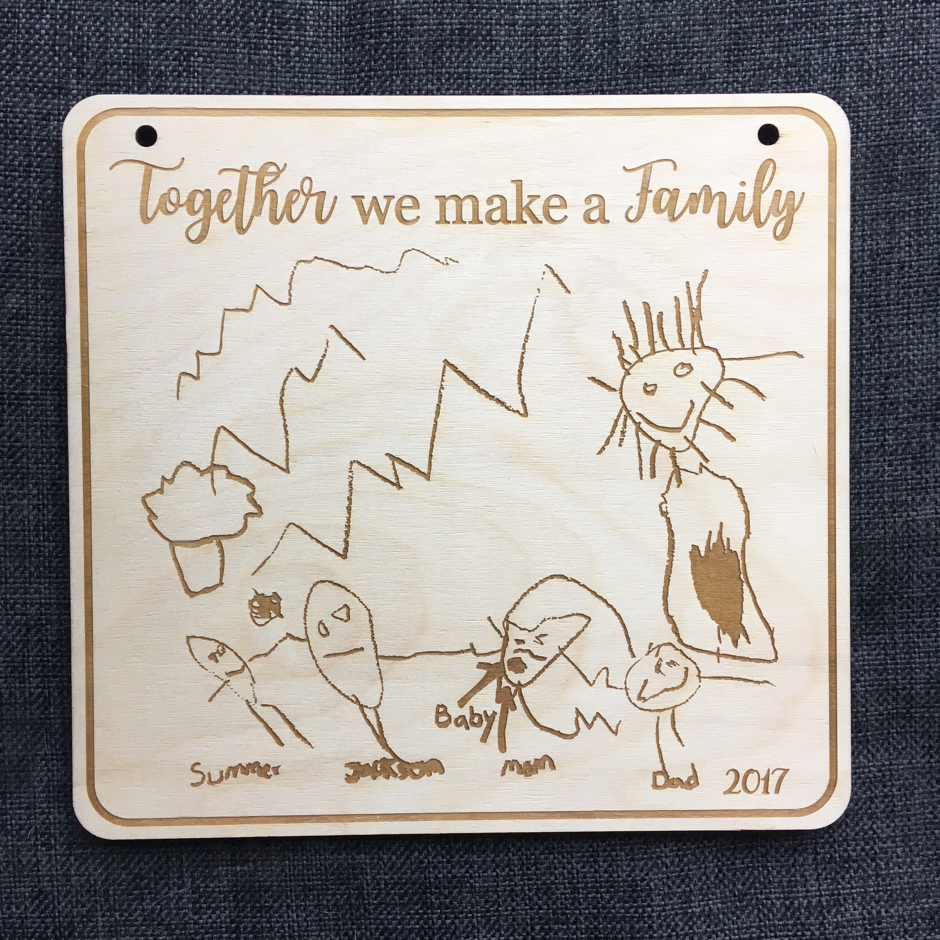 Engraved Drawing, Child’s Artwork, Kid Drawing, Personal, Love Letter ...