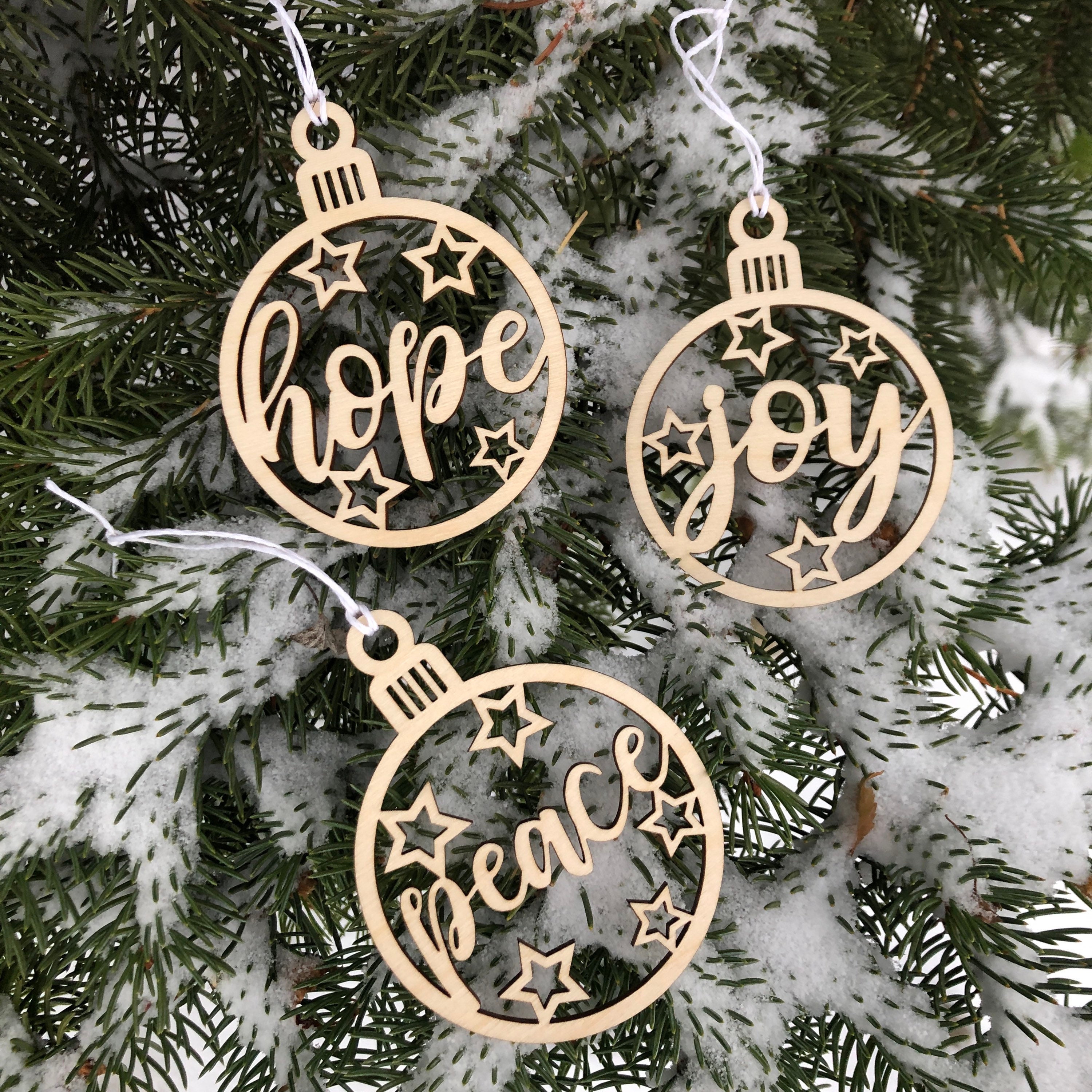 Hope, Joy, Peace, Ornaments, Christmas, Tree, Decorations, Holiday ...