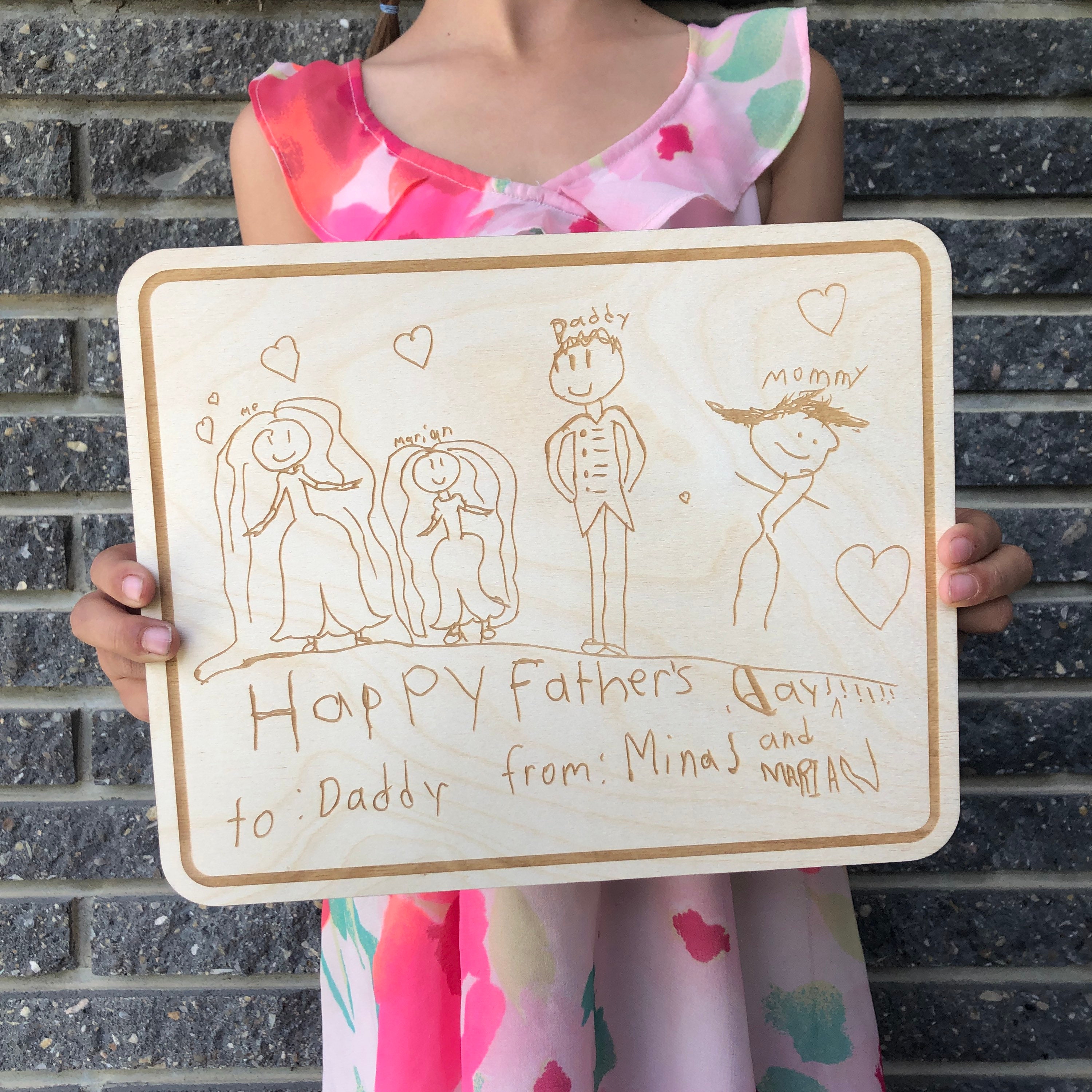 Engraved Drawing, Child’s Artwork, Kid Drawing, Personal, Love Letter ...