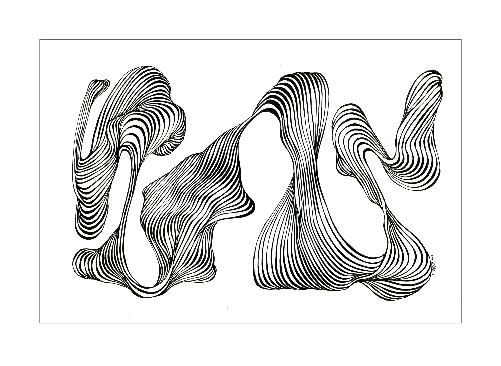 Lines Phenomenon XIX, Original, Handmade Art, Pen Drawing, Drawing With ...
