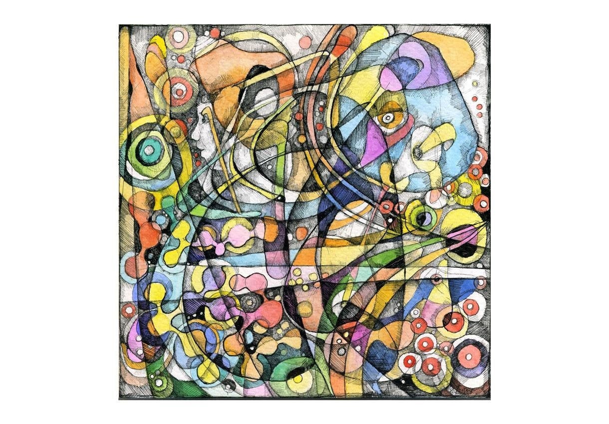 Watercolor original unique specimen watercolor drawing Thinker Painting ...