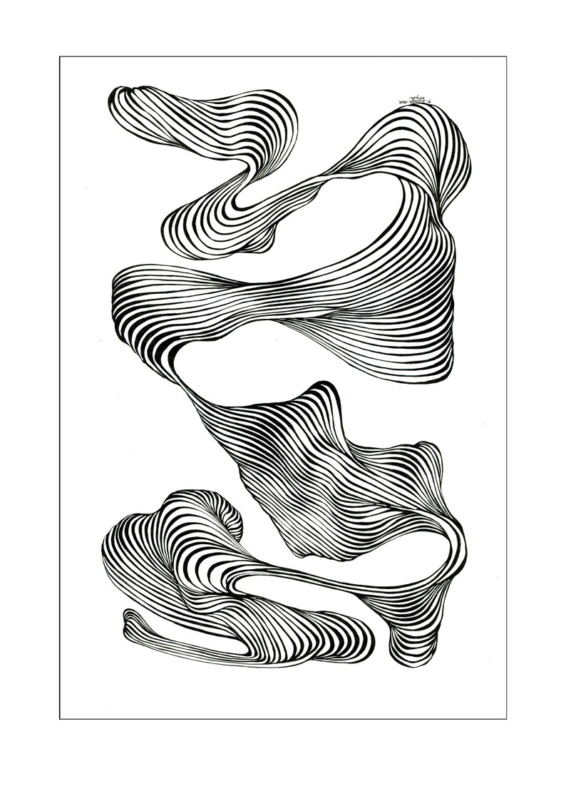 Lines Phenomenon XIX, Original, Handmade Art, Pen Drawing, Drawing With ...