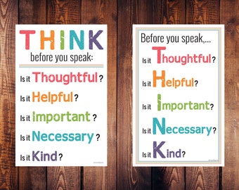Think Before You Speak Poster - Etsy