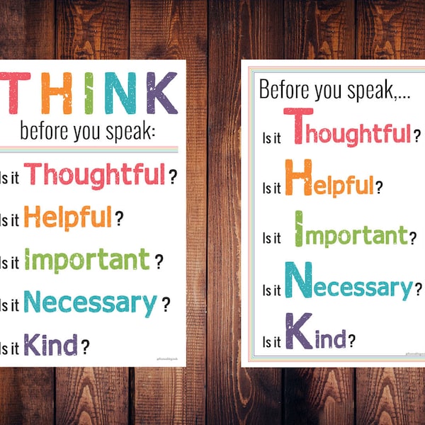 Think Before You Speak Poster - Etsy