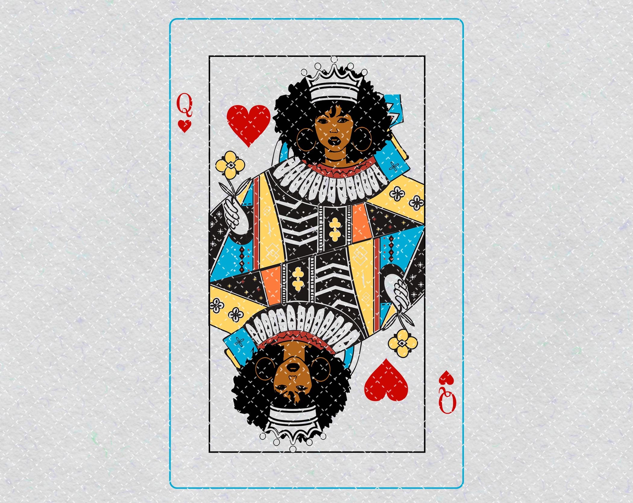 Afro Queen of Hearts PNG Playing Card Queen HeartsQueen | Etsy