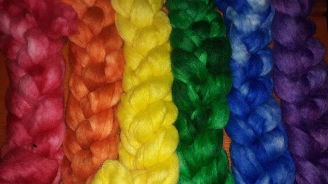 Rainbow Roving Package, Shepherdess Blend Roving, Handdyed Roving, 6 ...