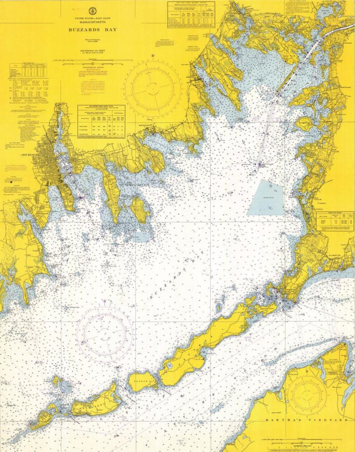 Buzzard's Bay Cape Cod Nautical Chart | Etsy
