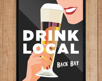 Drink Local Back Bay Print - Etsy