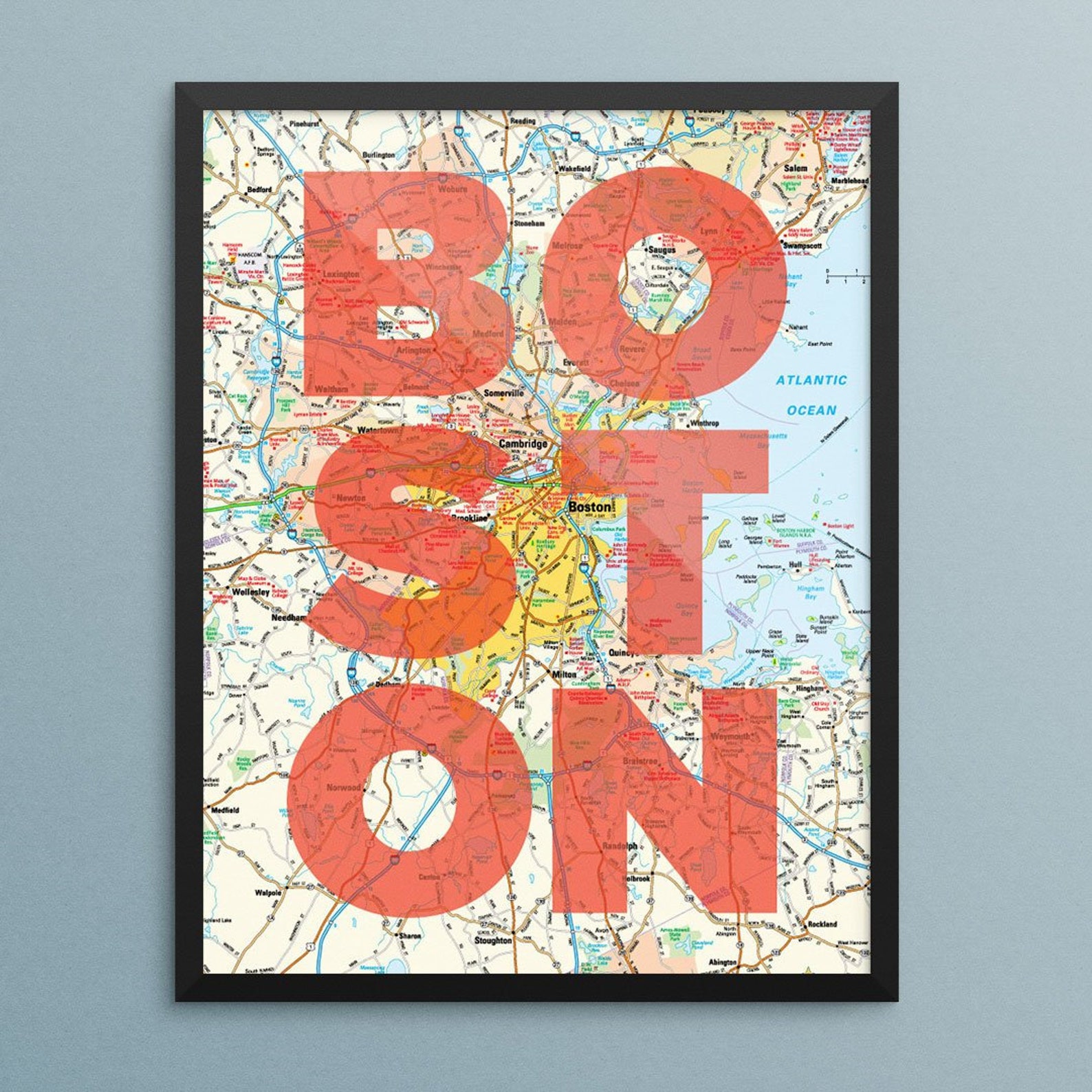 Boston Area Map Print - Etsy