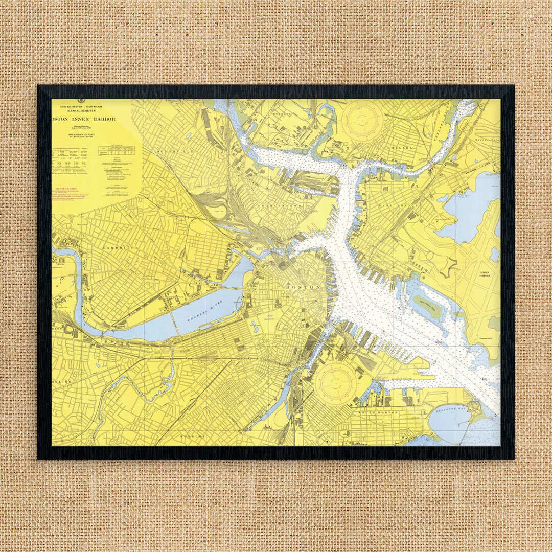Boston Inner Harbor Nautical Chart - Etsy