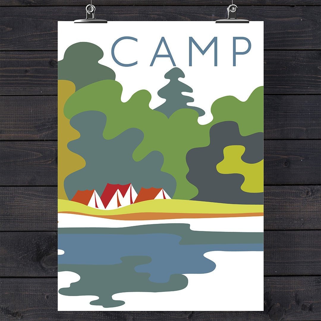 Camp Colorful Campsite 11 X 14 Print - Etsy