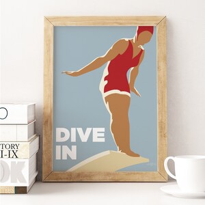 Dive in Woman Diver Print - Etsy
