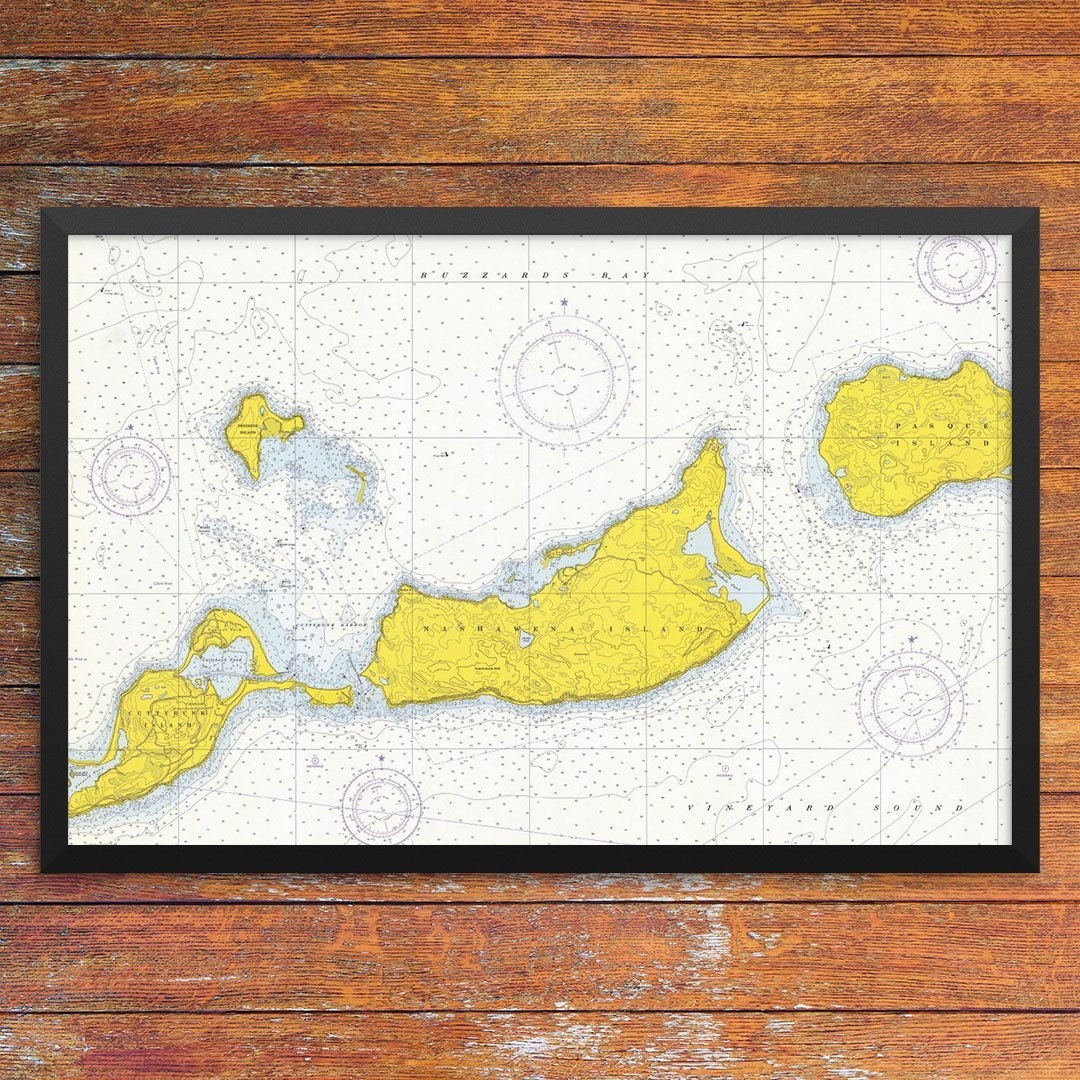 Cuttyhunk & the Elizabeth Islands Nautical Chart 12 X 18 Print - Etsy