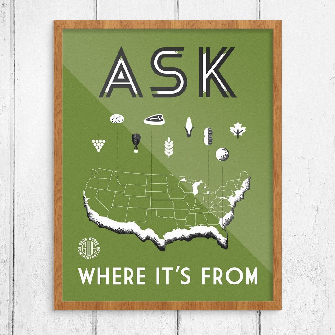 Ask Where It's From Good WPA Food Print - Etsy