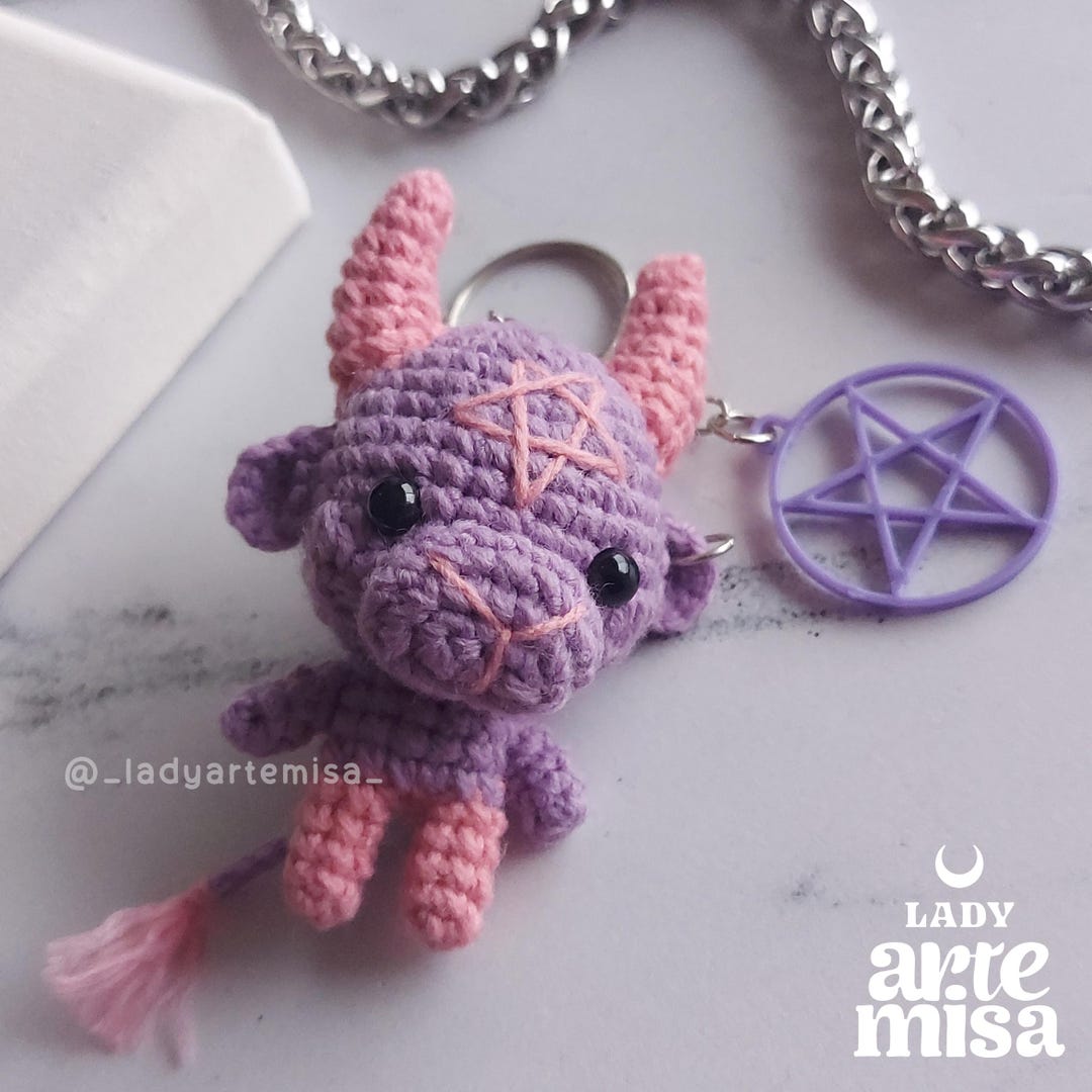 Baby Baphomet Keychain Crochet Doll, Amigurumi Baphy, Baby Goat, Cute ...
