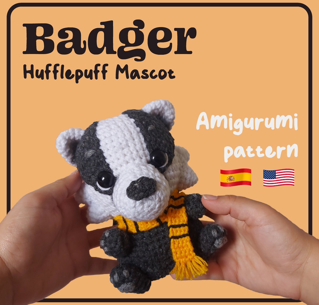 AMIGURUMI PATTERN, Badger Hufflepuff Mascot, Crochet Pattern, Wizard ...