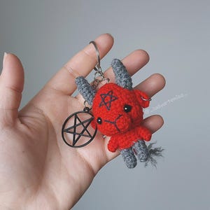 Baby Baphomet Keychain Crochet Doll, Amigurumi Baphy, Baby Goat, Cute ...