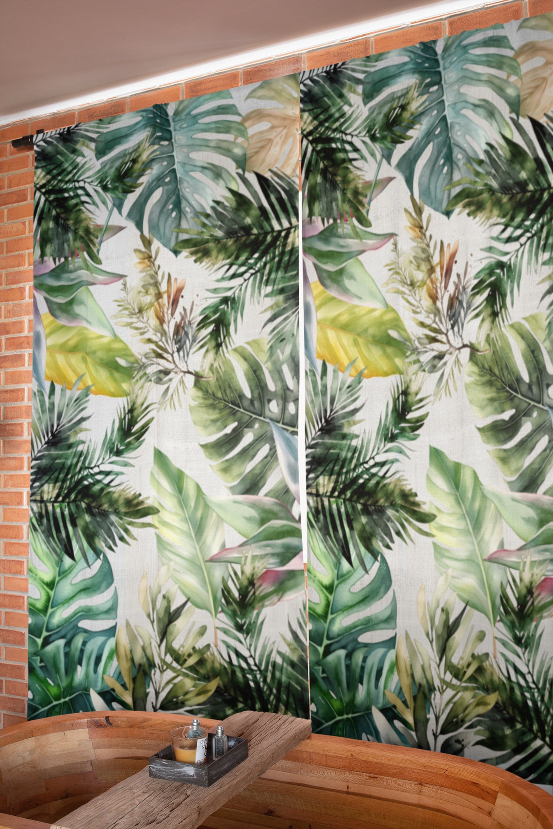Tropical Sheer Curtain, Tropical Curtain, House Warming Gift, Beach ...