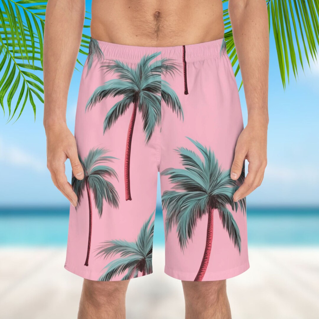 Tropical Palm Tree Swim Shorts, Beach Shorts, Mens Swimsuit, Swim ...