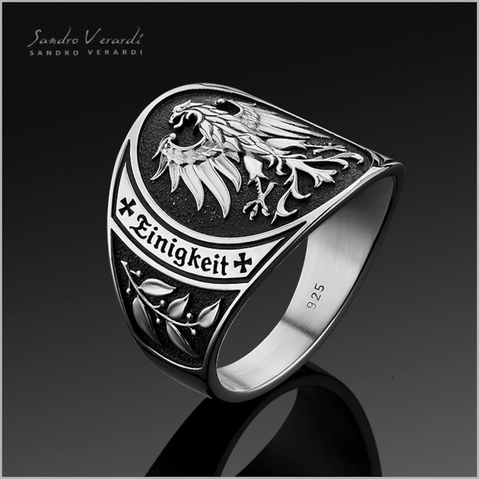 Mens Ring Silver Men Band Ring german Federal Eagle by - Etsy