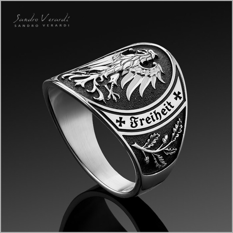 Mens Ring Silver Men Band Ring german Federal Eagle by - Etsy