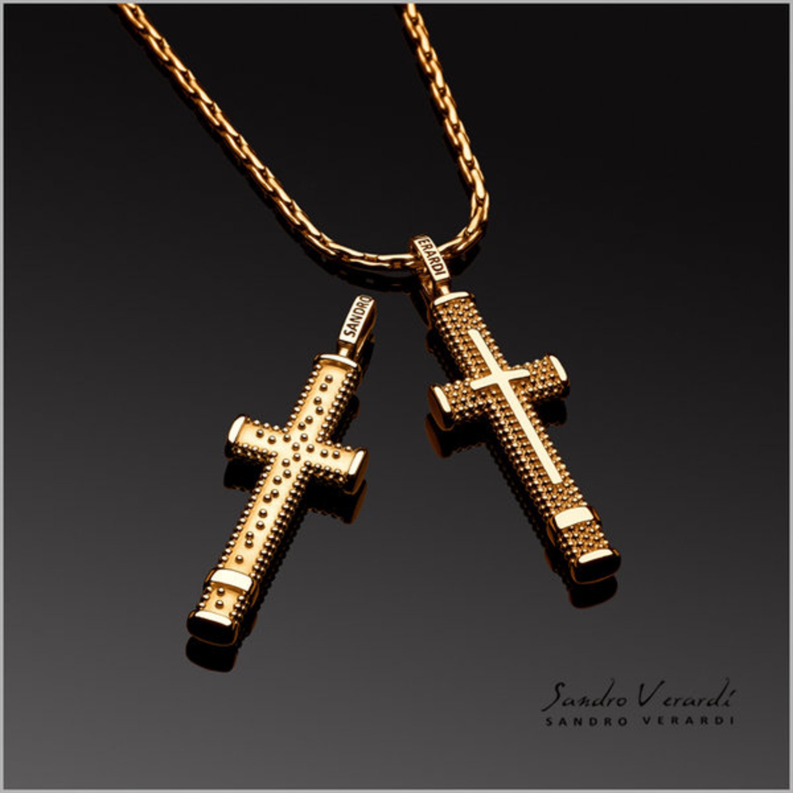 Cross Pendant by SANDRO VERARDI Cross in 925 Silver 24K Gold Pl /N011-G ...