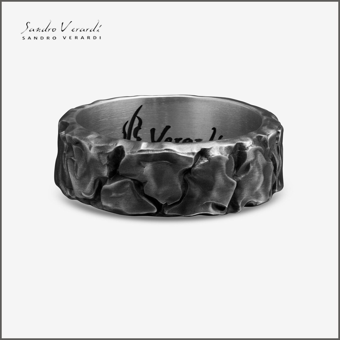 Silver Men Band Ring “spirit of Stone” by SANDRO VERARDI Sterling ...