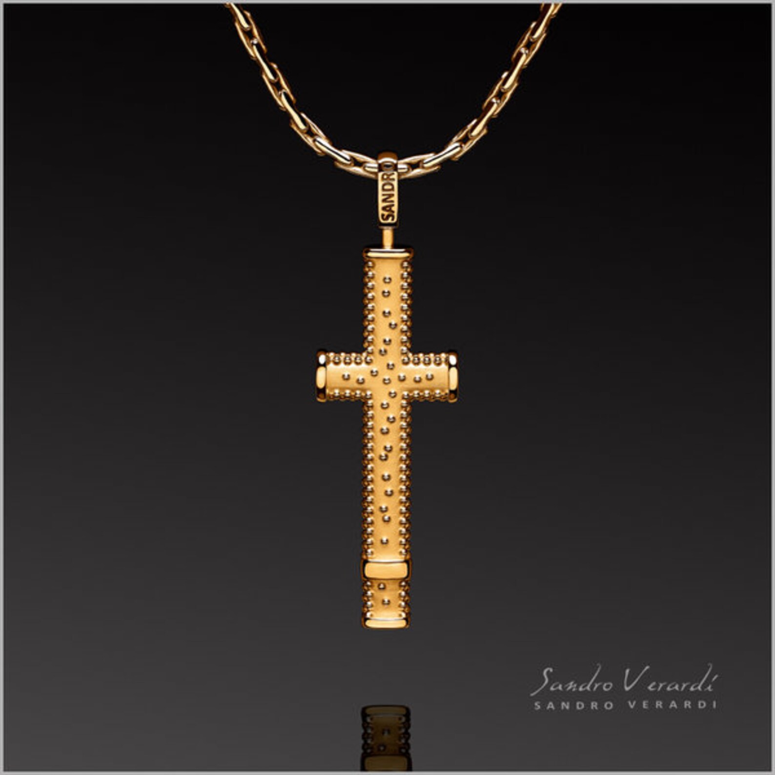 Cross Pendant by SANDRO VERARDI Cross in 925 Silver 24K Gold Pl /N011-G ...