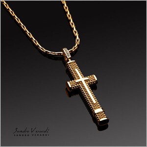 Cross Pendant by SANDRO VERARDI Cross in 925 Silver 24K Gold Pl /N011-G ...