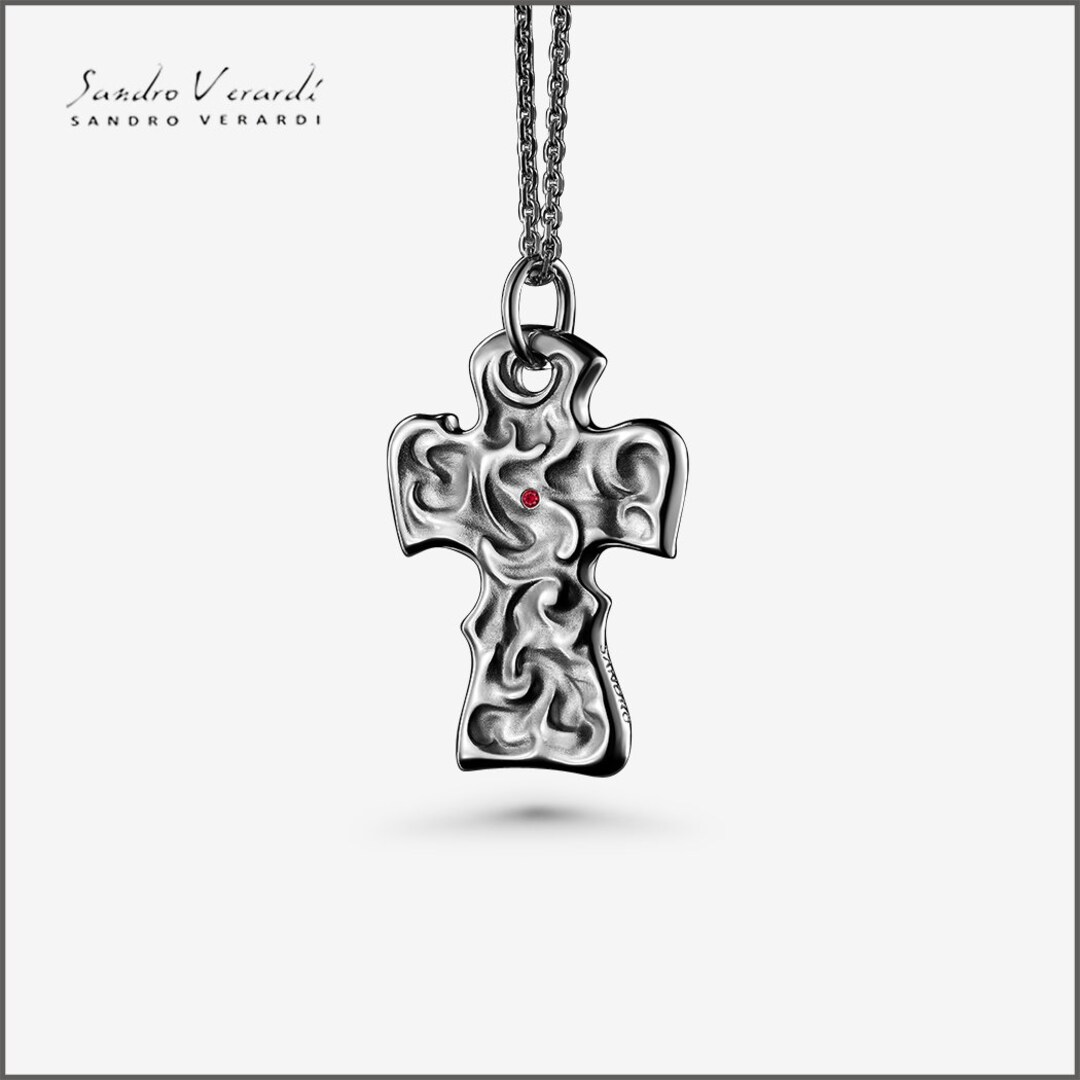 Designer Cross Pendant by SANDRO VERARDI in 925 Silver 24K Gold Pl/n017 ...