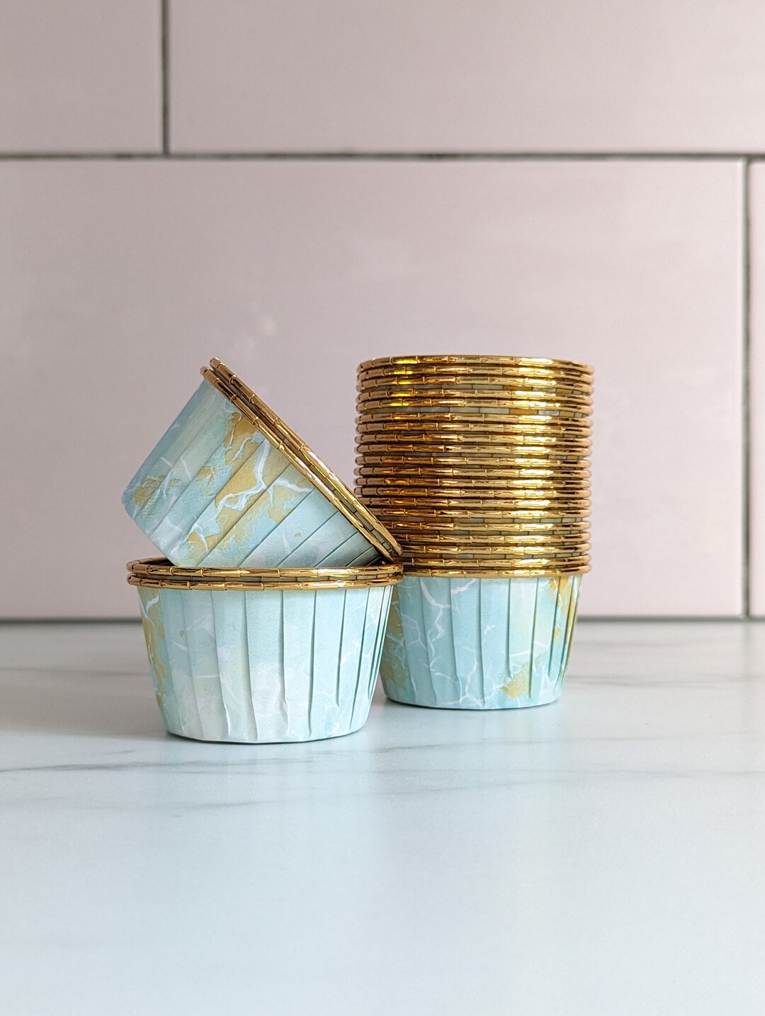 Cupcake Liners Egg Baking Cups, Duck Egg Marble & Gold Metallic Foil ...