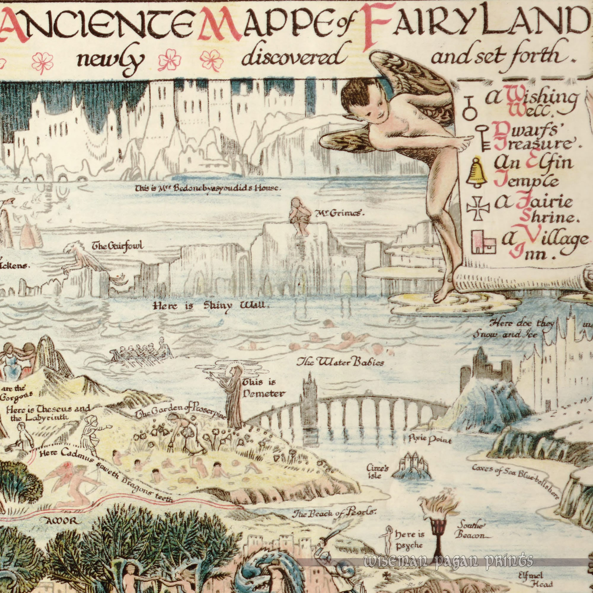 Bernard Sleigh: Fairyland Map Pagan & Fantasy Fine Art - Etsy UK