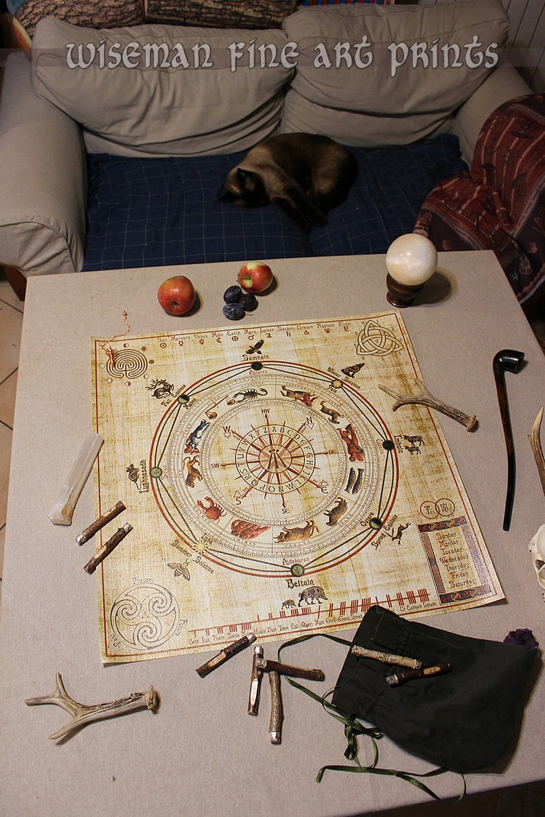 Divination Board on Canvas Antique Print Ogham Zodiac - Etsy