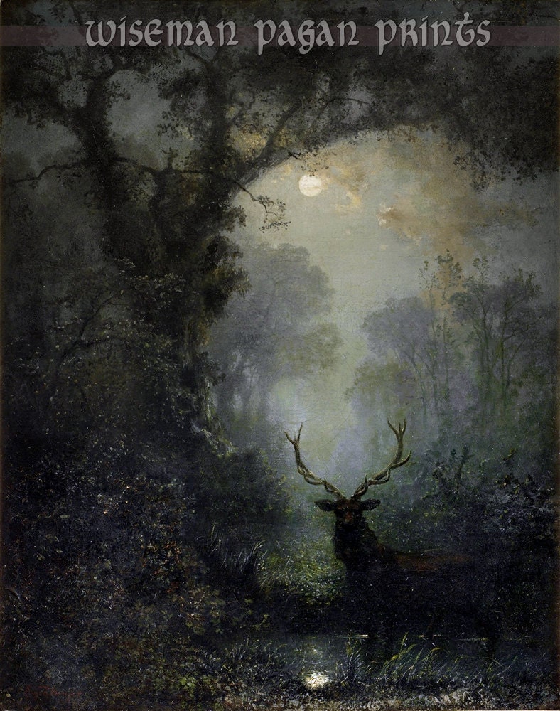 Eugen Krüger: Deer Stag hjort Pagan & Sacred Fine Art - Etsy