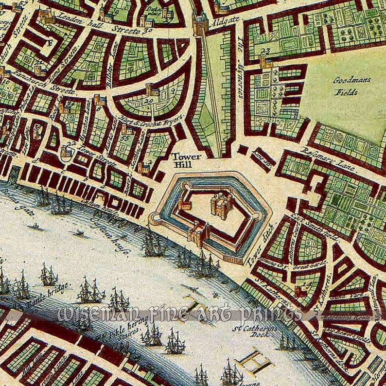 17th Century Map of London, by Wenceslaus Hollar (ca. 1688) - United ...