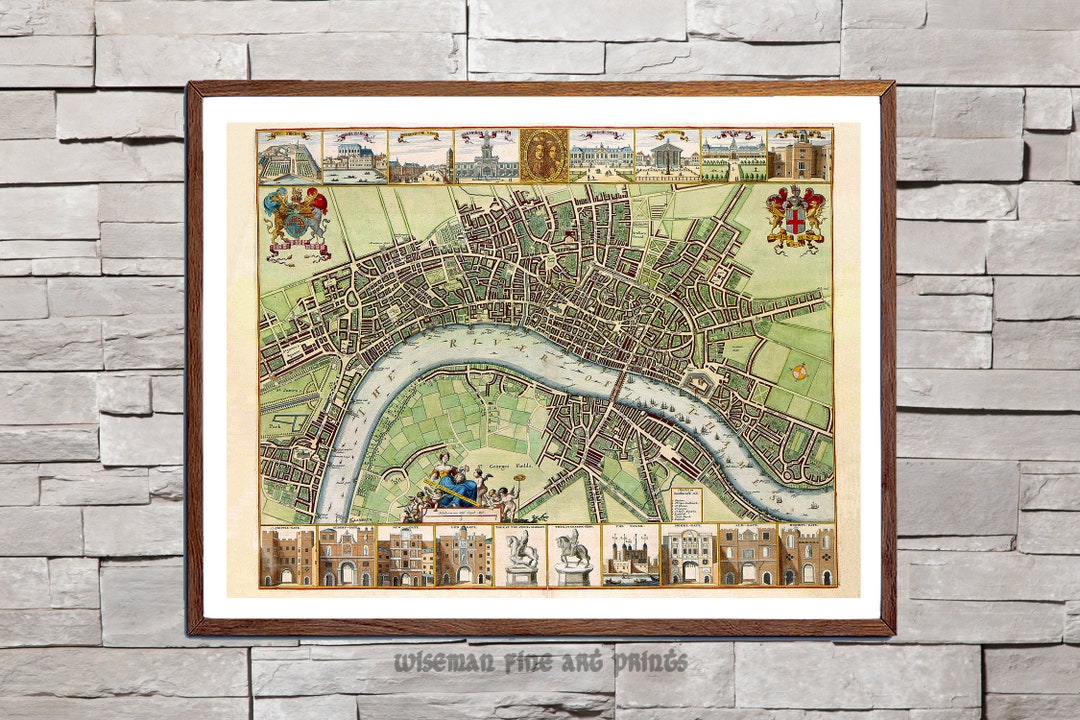 17th Century Map of London, by Wenceslaus Hollar (ca. 1688) - United ...