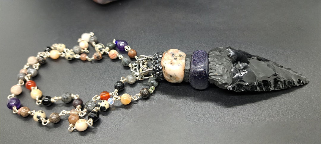 Obsidian Arrowhead Talisman, Arrow Necklace, Native American Jewelry ...