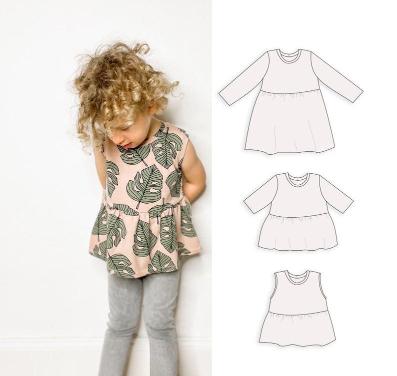 Girl's Peplum Top Sewing Pattern, Neli Dress and Top, Kids Dress and ...