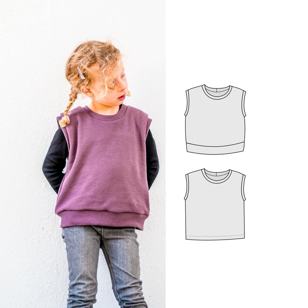 Sweater Vest Sewing Pattern, Kids Vest Pattern, Children Muscle Tee ...