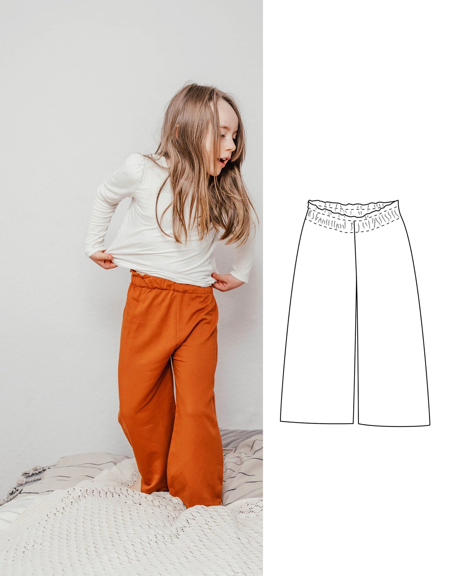 Wide Leg Pants Sewing Pattern for Children, Lexi Pants - Culotte Style ...