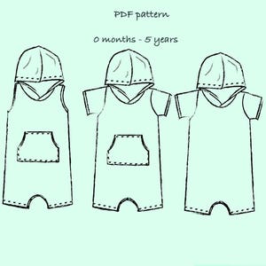 Baby Romper Sewing Pattern, Hooded Romper Pattern, Digital Sewing ...
