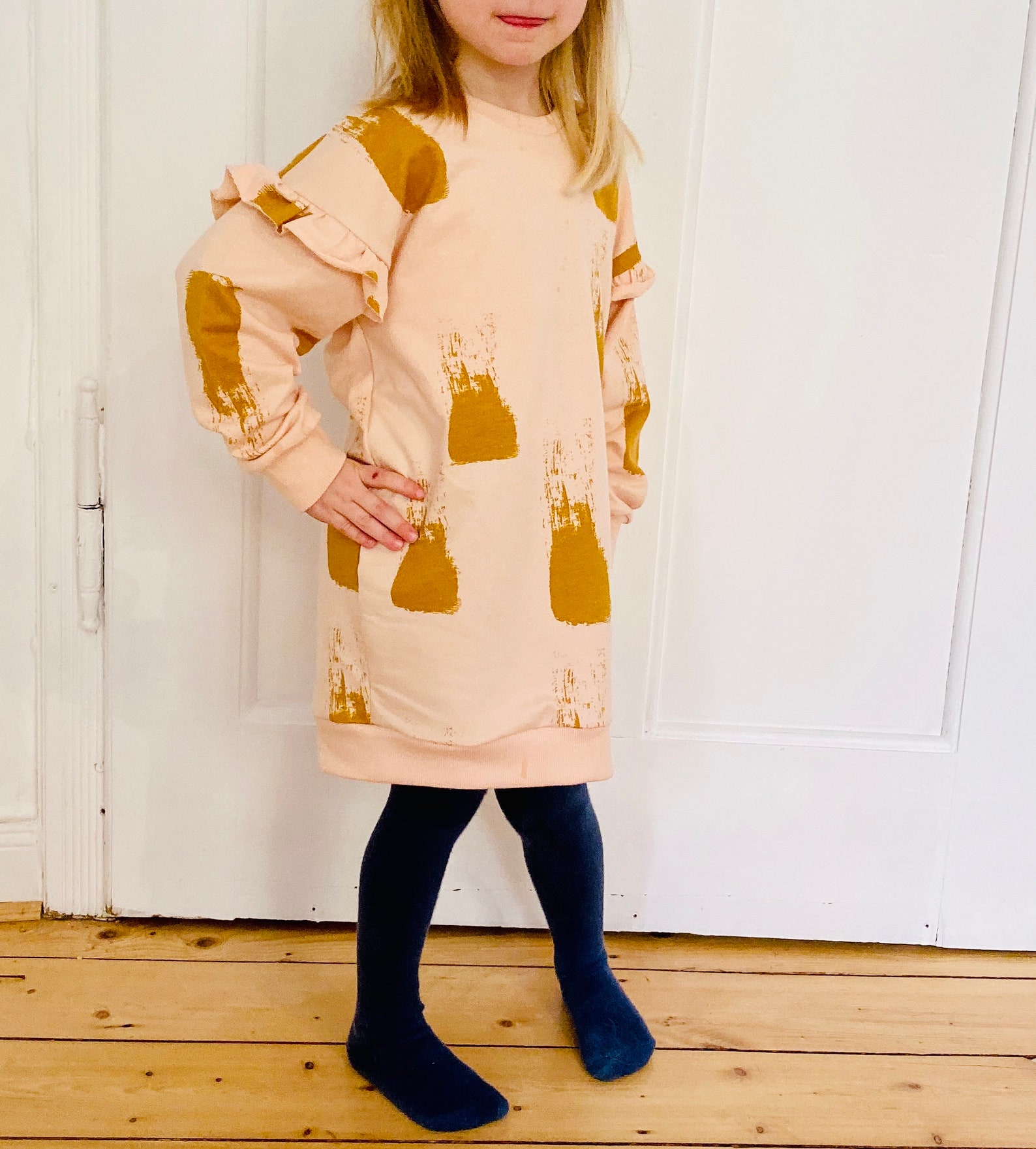 Girls Dress Pattern, Cozy Sweatshirt Dress Sewing Pattern, Ruffled ...