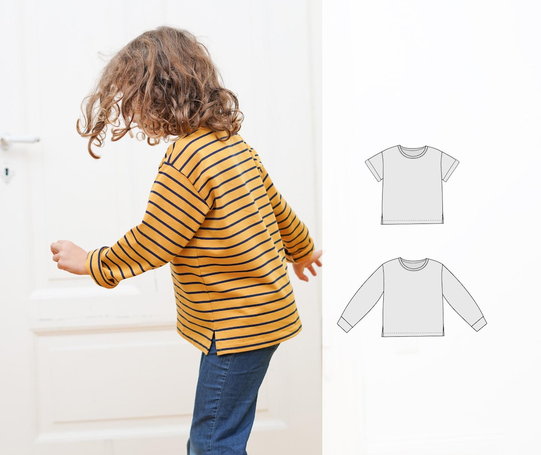Children's T-shirt Pattern, Sewing Pattern for Casual Kids Tee With ...