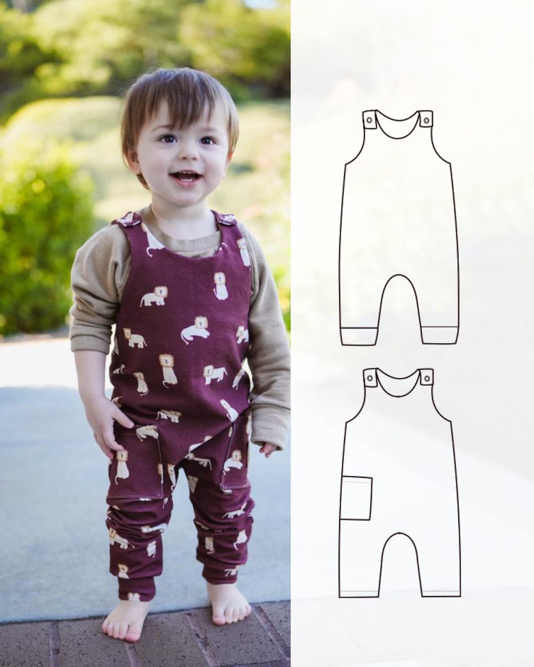 Vagabond Romper, Baby Romper Sewing Pattern, Cuffed Romper, Newborn to ...