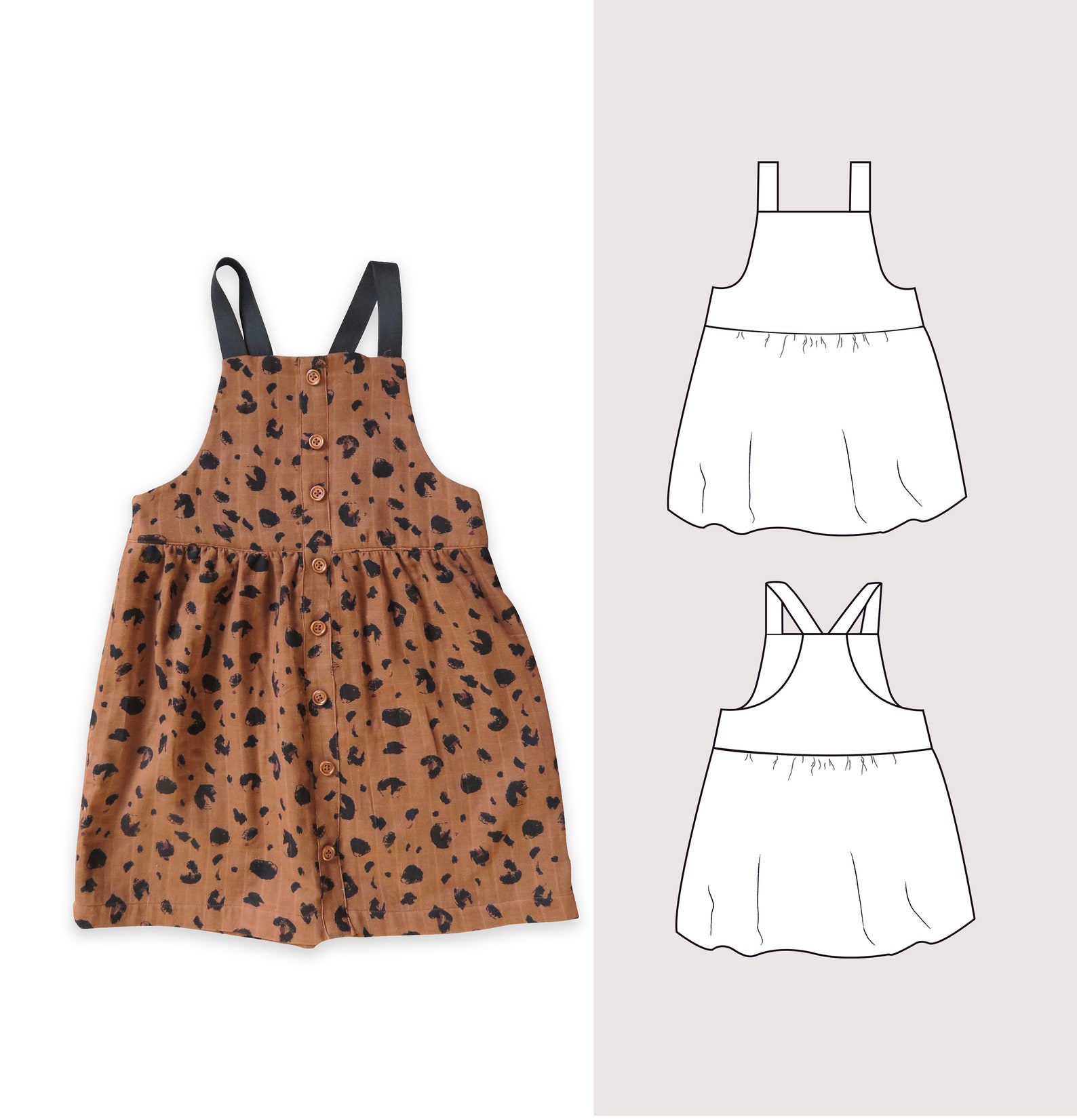 Girl's Pinafore Dress Sewing Pattern Sizing 3 Months to - Etsy