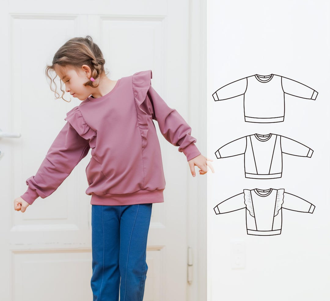 Children's Sweatshirt Digital Sewing Pattern, Loose Fit Sweatshirt With ...
